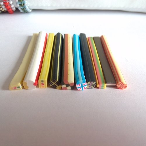 Lot 3 - 10 canes fimo patisserie - pâte polymère - Un grand marché