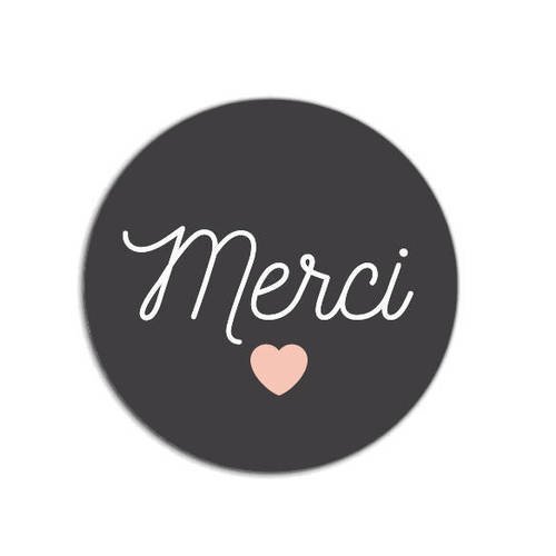 Etiquettes autocollantes stickers ronds merci x 5 - Un grand marché