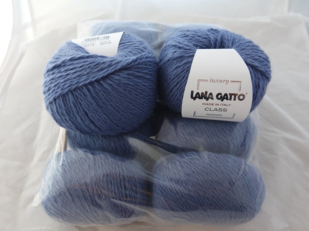 5 pelotes laine mérinos et angora class bleu jean 10173 lana gatto - Un ...